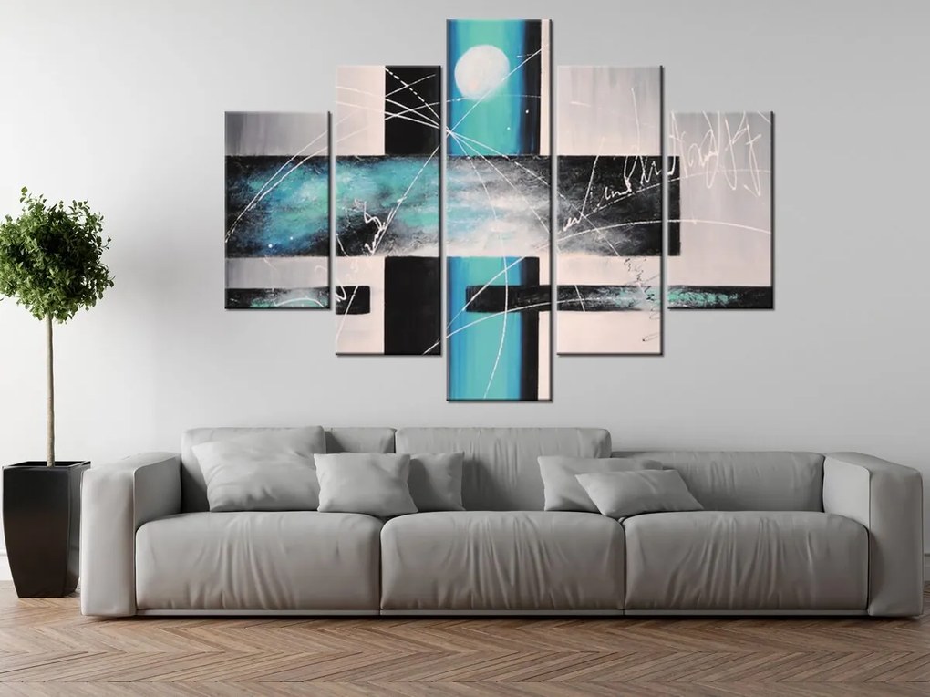 Gario Ručně malovaný obraz Nebeské šílenství - 5 dílný Rozměry: 100 x 70 cm