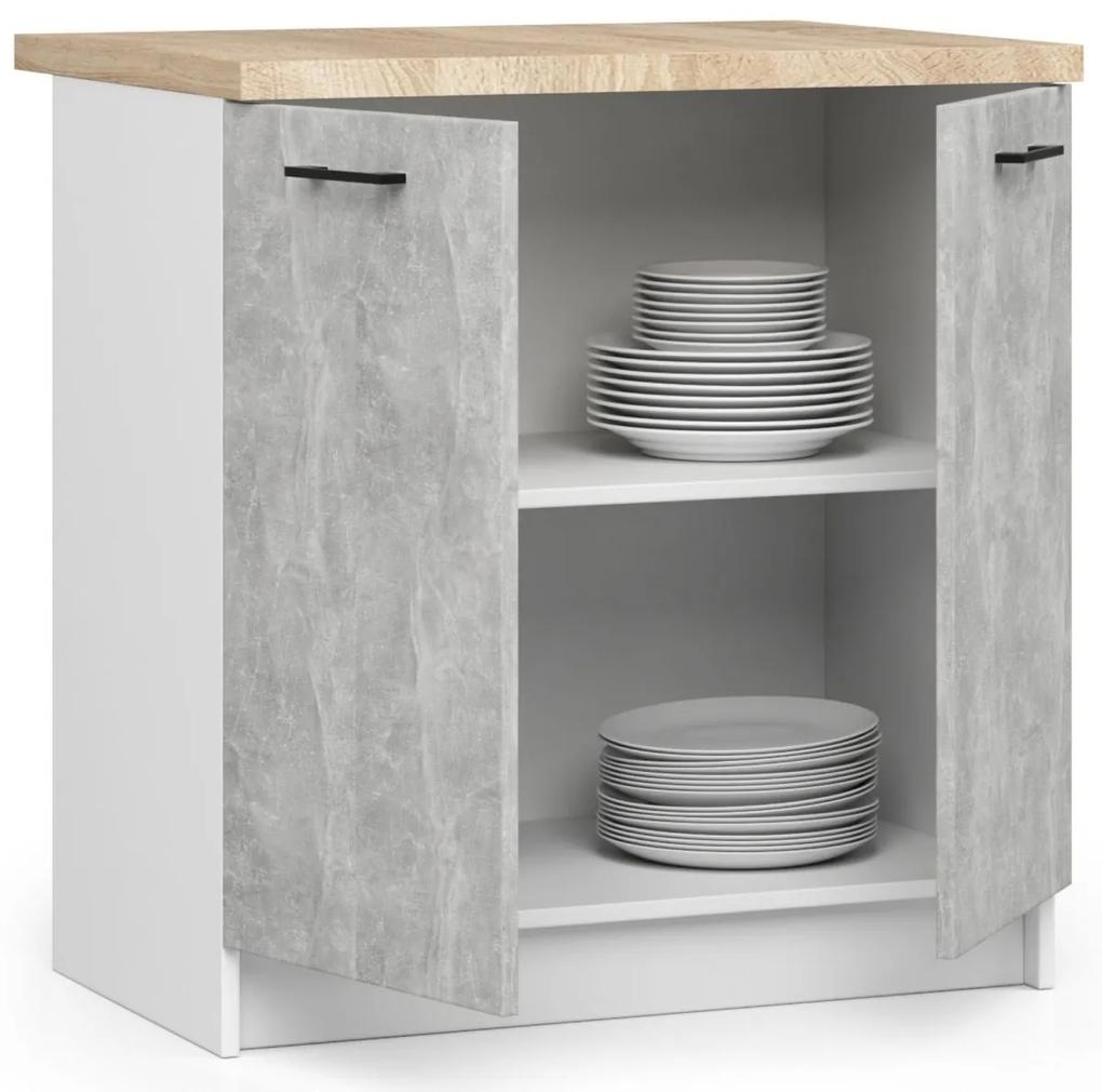Kuchyňská skříňka Olivie S 80 cm 2D bílá/beton/dub sonoma