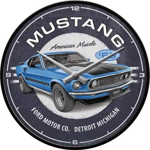 Postershop Nástěnné hodiny - Ford Mustang - 1969 Mach 1 Blue