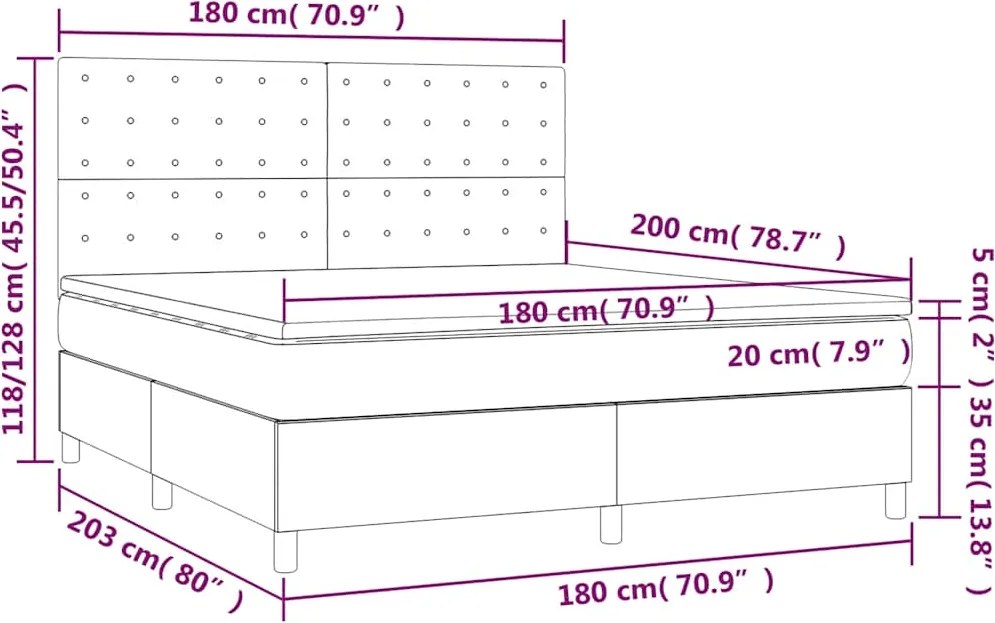 Box spring postel s matrací tmavě zelená 180x200 cm samet 3143280