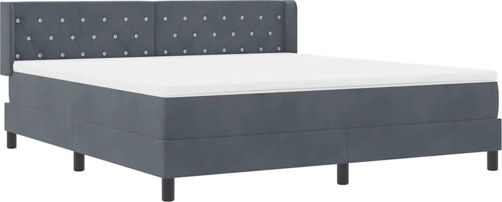 Postel s boxspringem s čelo Tmavě šedá 200 x 180 cm samet 3341427