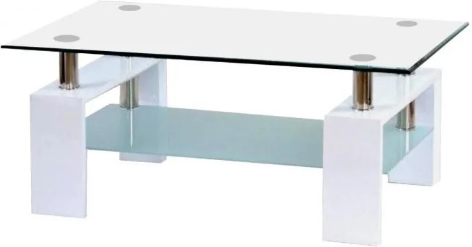 Falco Konferenční stolek A 08-3 bílý/bílé horní sklo