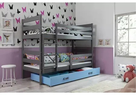 Dětská patrová postel ERYK 90x200 cm - grafit Zelená