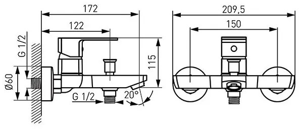 FERRO ALBA Verdeline, vanová baterie, chrom, BLB1VL