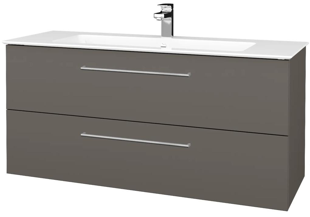 Dřevojas Koupelnová skříň GIO SZZ2 120 Varianta: N01 Bílá lesk / Úchytka T06 / D16 Beton tmavý