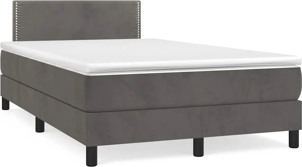 Box spring postel s matrací a LED tmavě šedá 120 x 190 cm samet 3270148