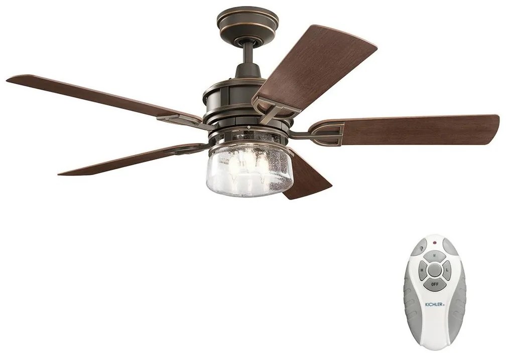 Elstead Kichler KLF-LYNDON-52-OZ - Stropní ventilátor LYNDON 3xE27/8W/230V IP23 + DO ED0427