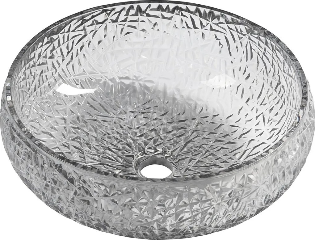 Sapho Sapho, GAVIOTA gravírované skleněné umyvadlo na desku Ø 42 cm, černá, TY306