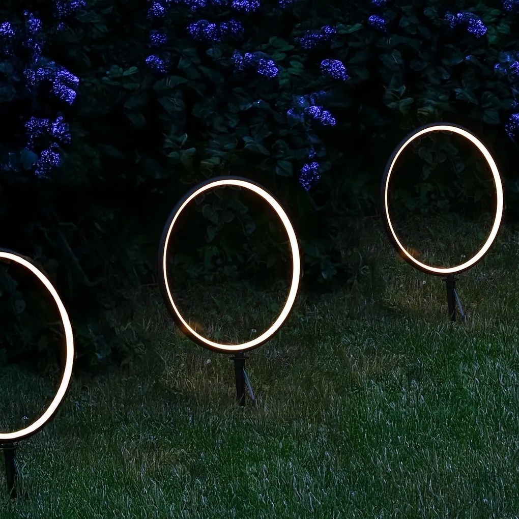 Exteriérové solární zapichovací svítidlo Rings, 2x LED 1,5w, černá
