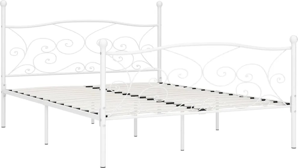 Rám postele s laťkovým roštem bílý kov 180 x 200 cm 284452