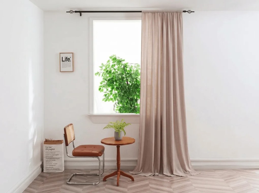 Závěs TAVIO 140x250 cm, světle béžový Zavěšení: Kovové kroužky