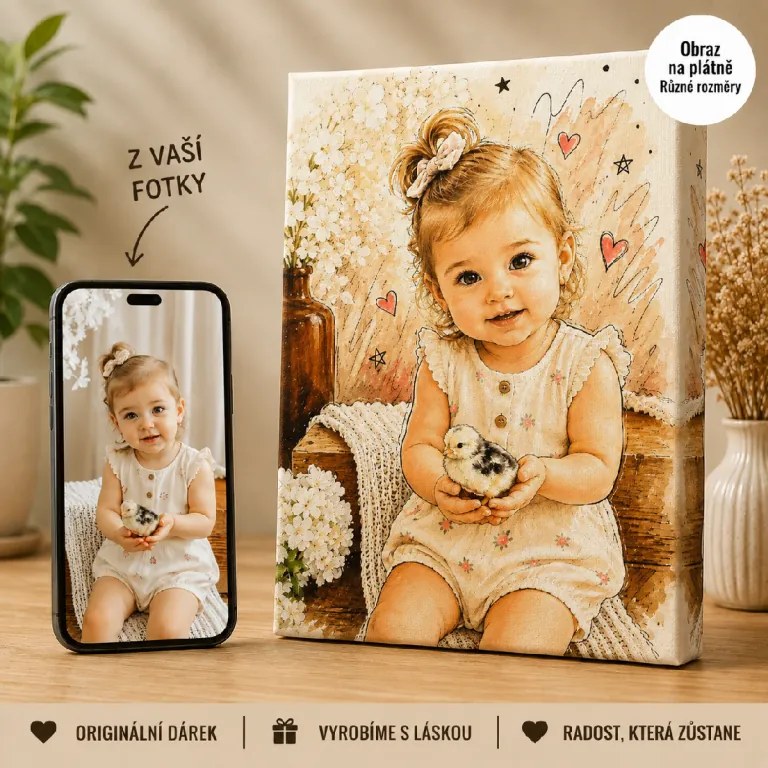 Foto obraz z vlastní fotky na plátno – Veselý ilustrovaný styl Rozměry obrazu: 20 x 30 cm