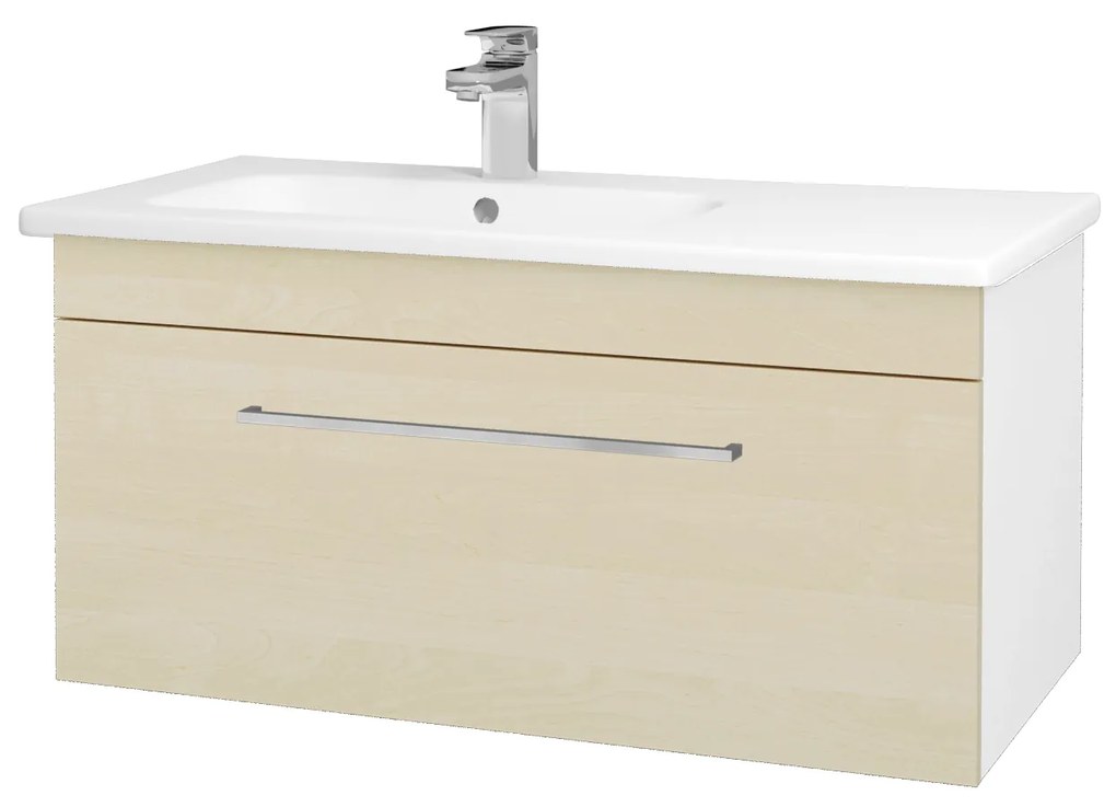 Dřevojas Koupelnová skříň ASTON SZZ 90 Varianta: N01 Bílá lesk / Úchytka T02 / L01 Bílá vysoký lesk