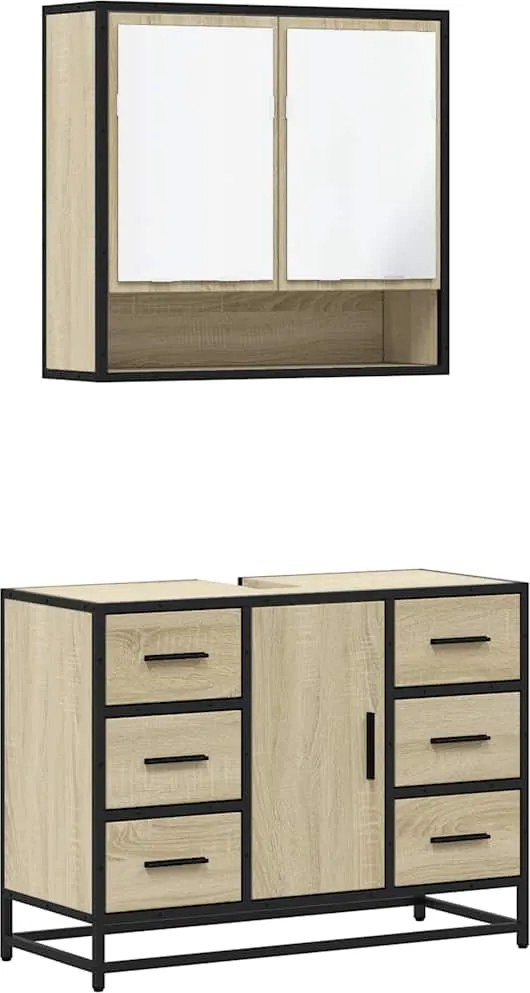 2dílný set koupelnového nábytku dub sonoma kompozitní dřevo 3300931