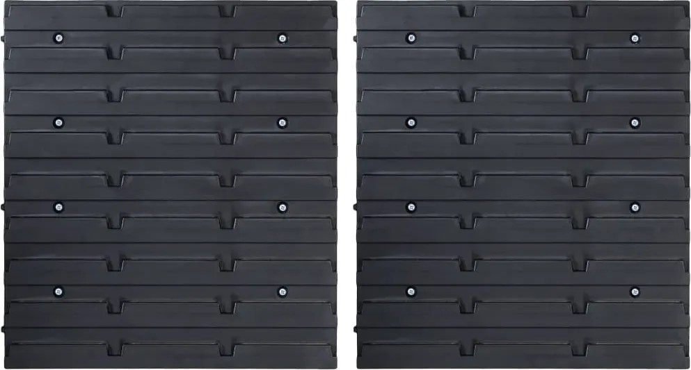 32dílný set skladovacích zásobníků nástěnné panely červenočerný 146281