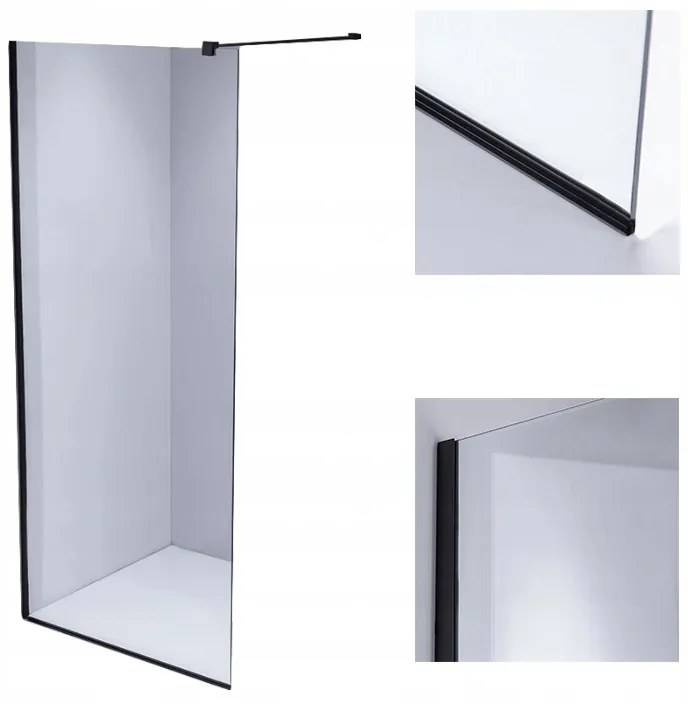 BPS-koupelny Sprchová zástěna Walk-in HYD-WI07 120 černá - bez vaničky