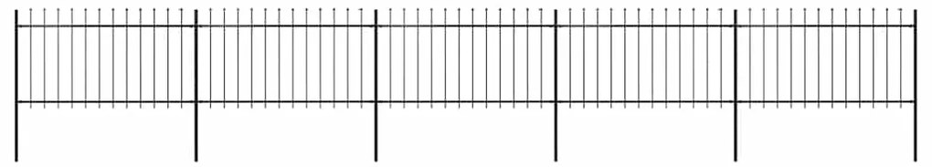 Zahradní plot s kopím nahoře ocelový 838 x 100 cm černý 277615