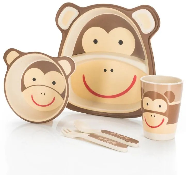 Dětská jídelní sada z bambusu - opice