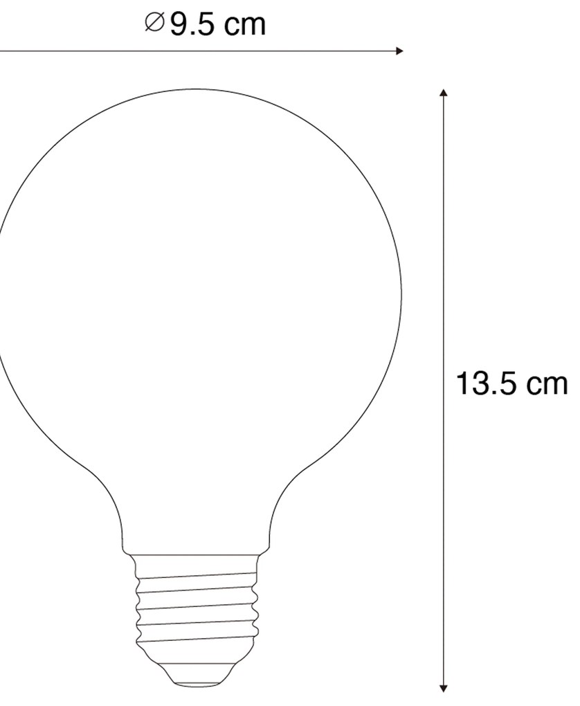 Sada 5 stmívatelných LED žárovek E27 G95 se spirálovým vláknem 4W 270 lm 2200K