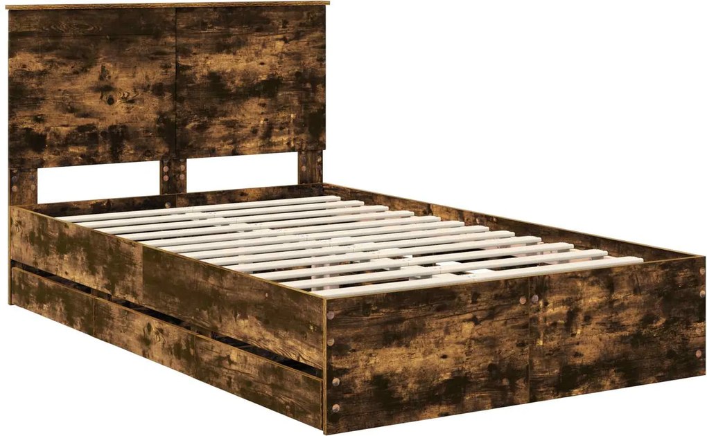 Rám postele s čelo Kouřový dub 120 x 200 cm Inženýrské dřevo 3409486