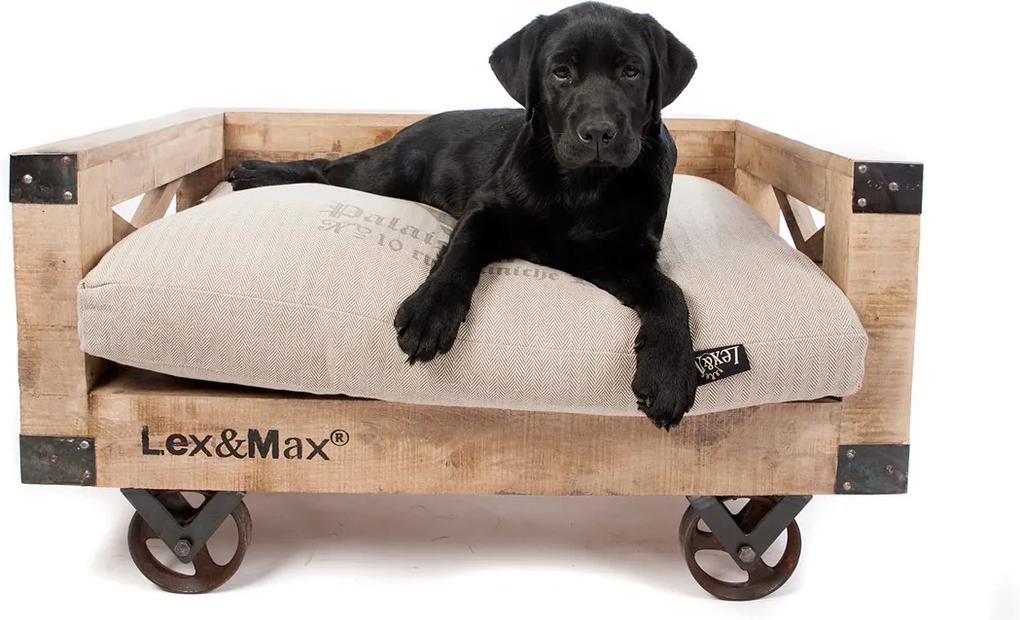 Goleto Luxusní dřevěná pohovka na kolečkách pro psa Lex & Max 75 x 50 cm | retro styl