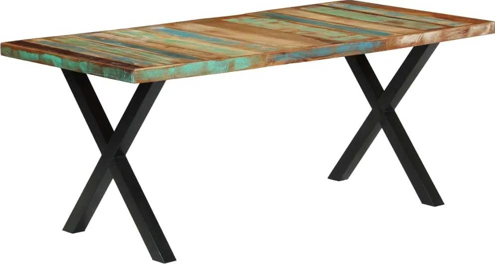 vidaXL Jídelní stůl 180 x 90 x 76 cm masivní recyklované dřevo [283780] Barva: světle hnědá a černá