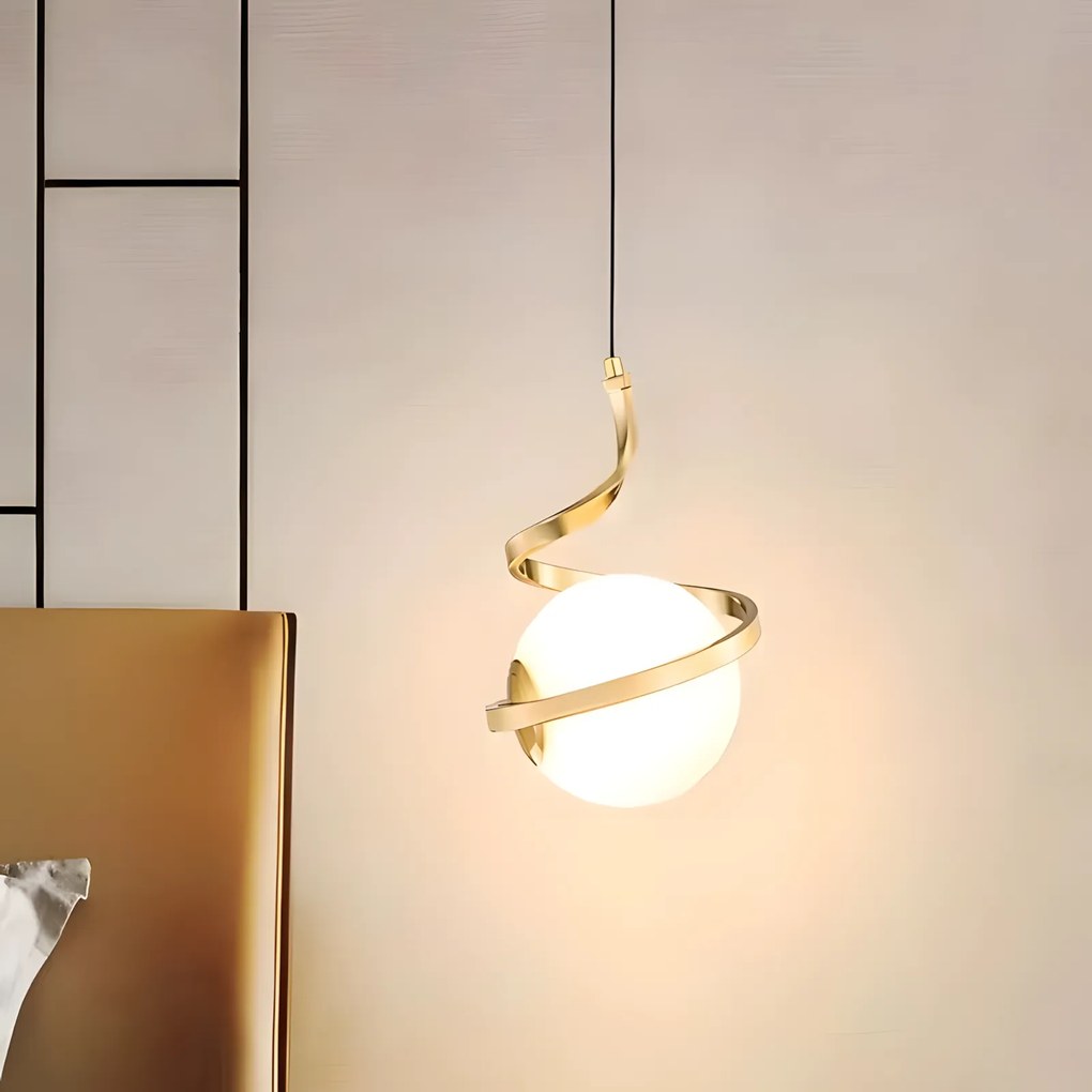 Toolight Toolight, LED závěsné osvětlení 1xE27, G020-CP, zlatá-bílá, OSW-04314