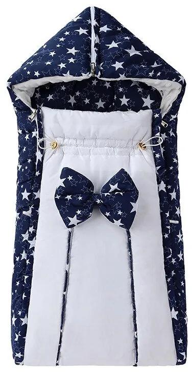 Novorozenecký spací pytel s mašlí Barva: tmavě modrá - hvězdy, Rozměry: 90 x 46 cm
