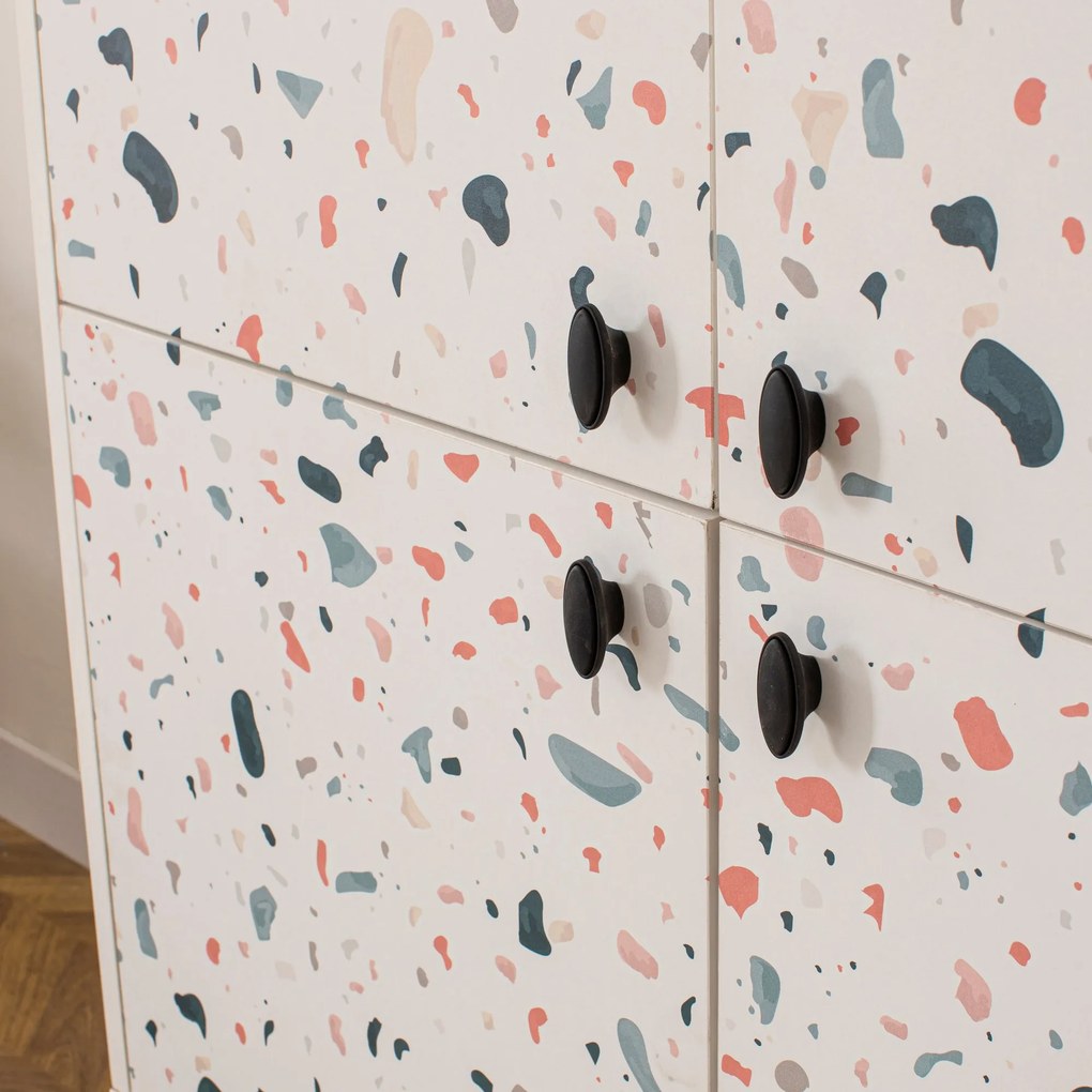 KALUNE DESIGN Dřevěná komoda TERRAZZO bílá 869VEL4527