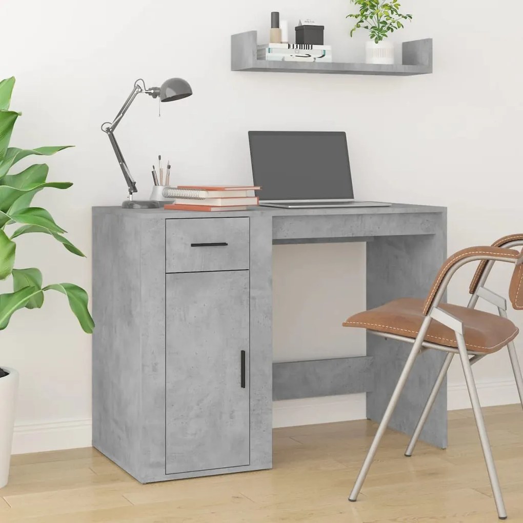 Psací stůl se skříňkou betonově šedý kompozitní dřevo 3185435