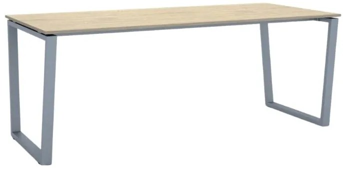 Kancelářský stůl PRIMO IMPRESS, 200x90 cm, šedostříbrná podnož, dub přírodní