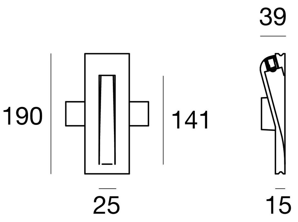 Linea Light Gypsum_WF2, obdélníkové zapuštěné svítidlo do stěny ze sádry, 2W LED 3000K, 19x7cm