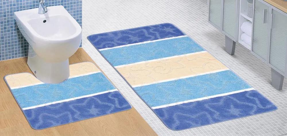 Kvalitex Koupelnová a WC předložka modrý orion SADA 60 x 100 cm + 60 x 50 cm