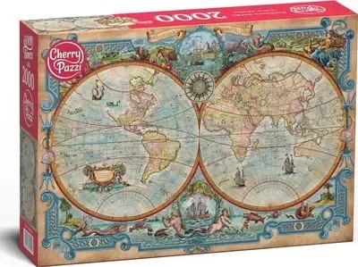 CHERRY PAZZI Puzzle Mapa světa Velkých objevů / 2000 dílků / 100 x 70
