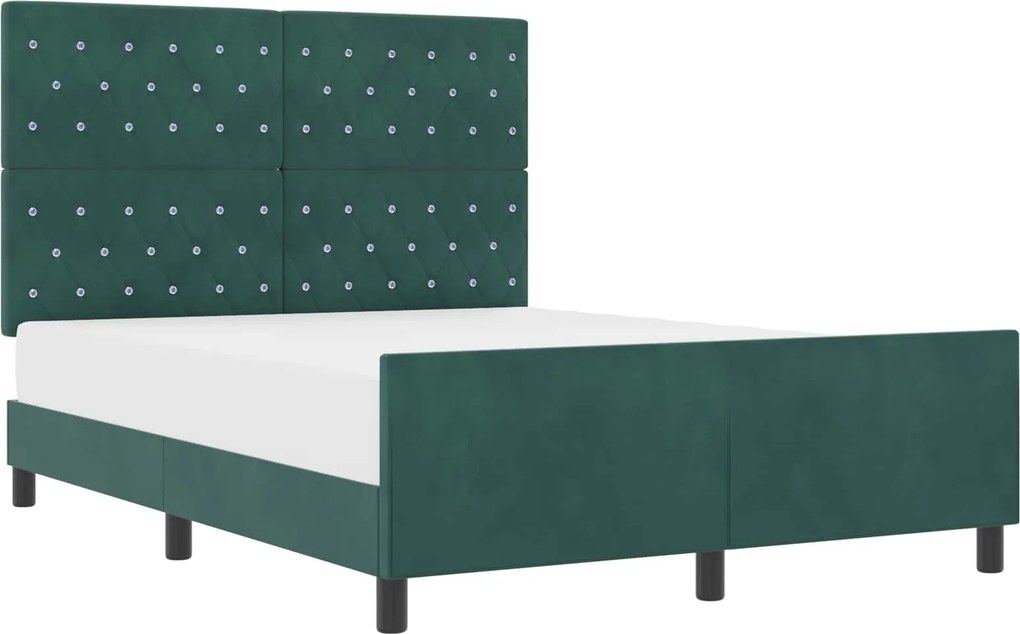 Postel s boxspringem s čelo Tmavě zelená 140 x 200 cm samet 3344882