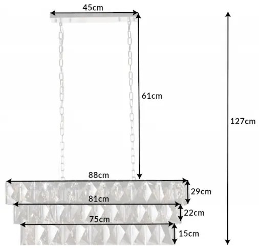 Noble Home Skleněné závěsné svítidlo Kristall 90 cm