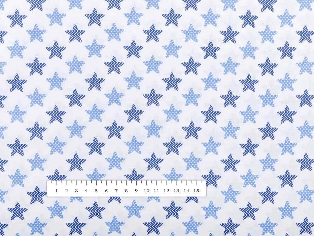Biante Bavlněný běhoun na stůl Sandra SA-266 Modré hvězdičky na bílém 20x140 cm