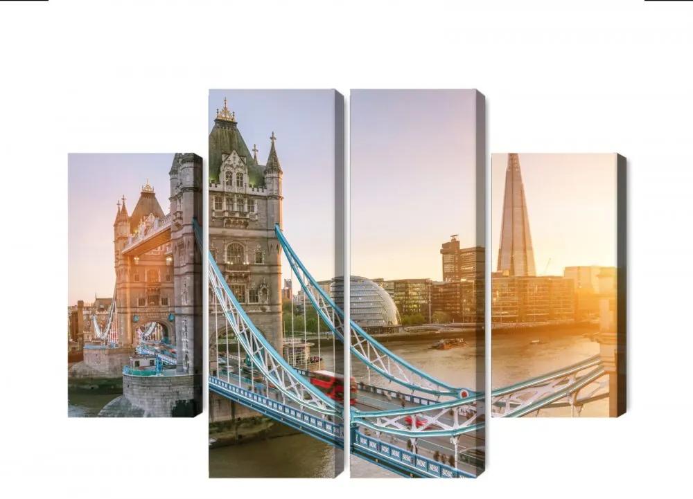 Vícedílný obraz Tower Bridge Při Východu Slunce Nedostatek Nedostatek Plátno Canvas 200x150