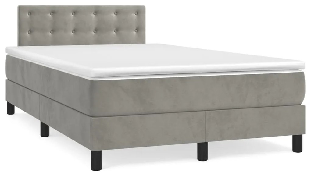 Box spring postel s matrací světle šedá 120x190 cm samet 3269861