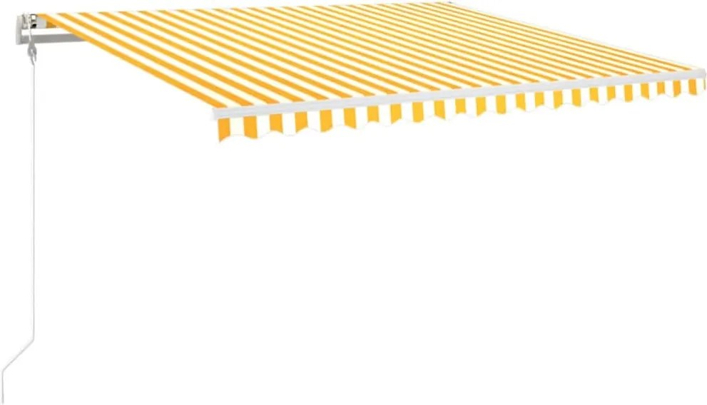 Automatická markýza LED a senzor větru 400x350 cm žlutobílá 3068993