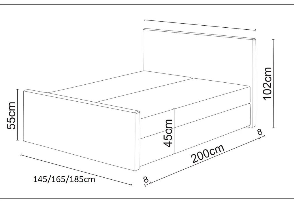 Manželská postel Boxspring 160 cm Milagros 2 (černá) (s matrací a úložným prostorem). 1047232