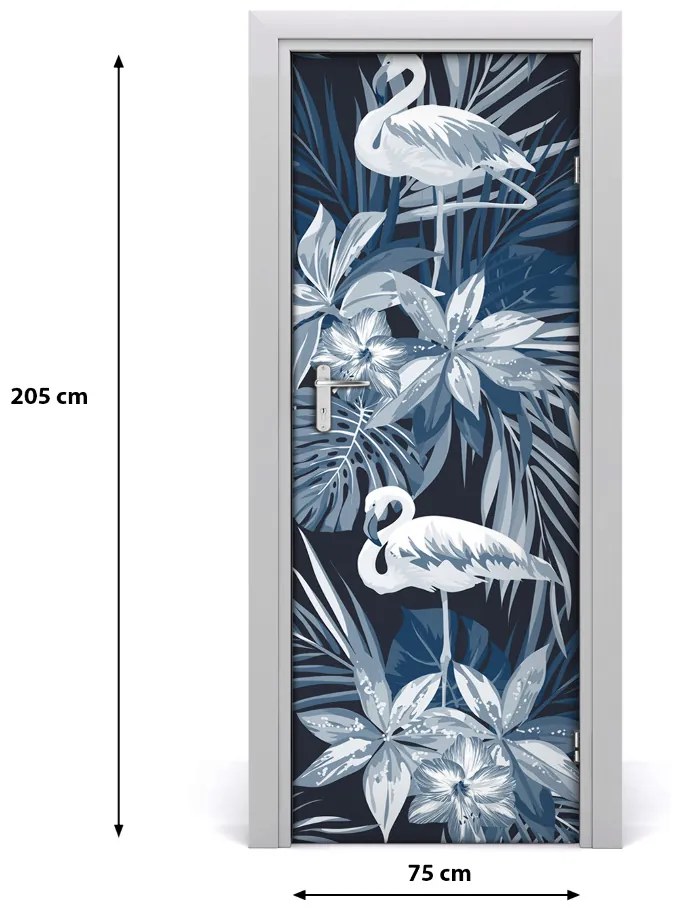 Samolepící fototapeta na dveře Květiny  a flemingy 75x205 cm
