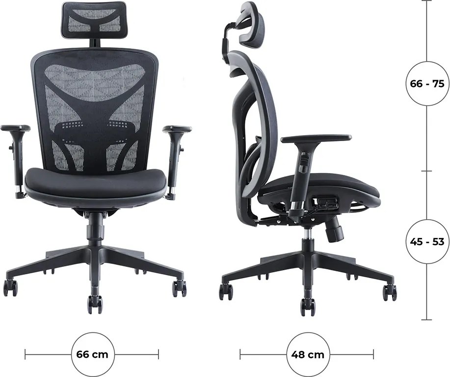 Ergonomická kancelářská židle MOSH Airflow 601 - černá