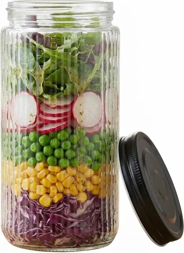 Zeller Present Sklenice na svačinu, dóza na jídlo, víko na závit RIBBED, 950 ml