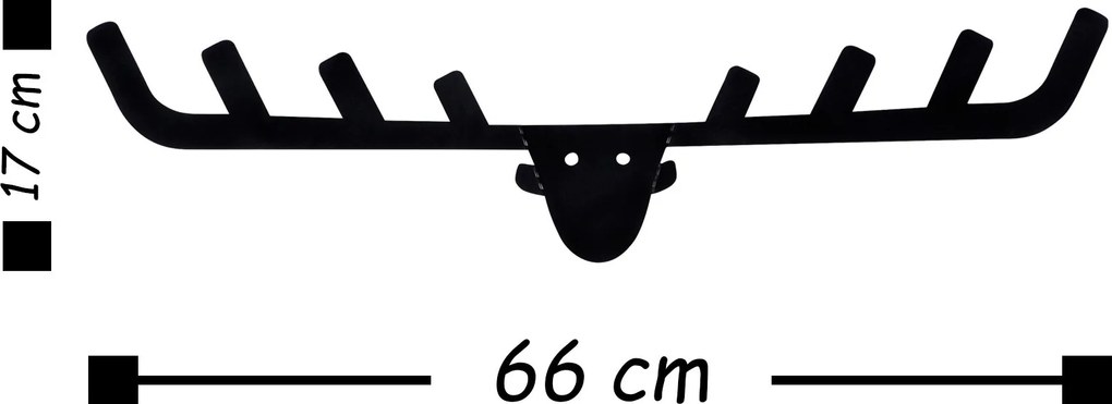 Nástěnný kovový věšák Antler 66 cm černý