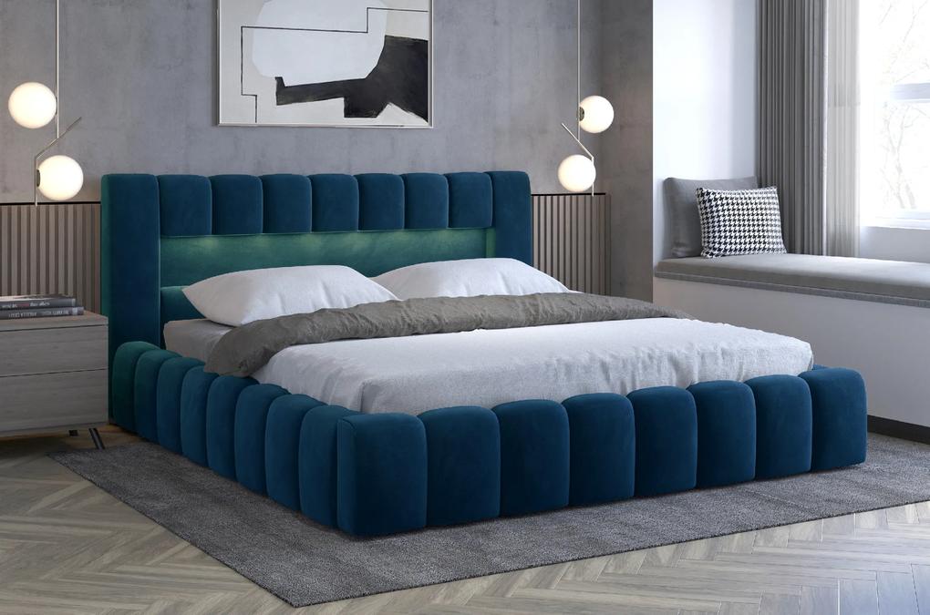 Eltap Čalouněná postel Lamica s úložným prostorem - ocel Materiál a barva potahu: Monolith 77 - tmavě modrá, Rozměry (cm): 180x200