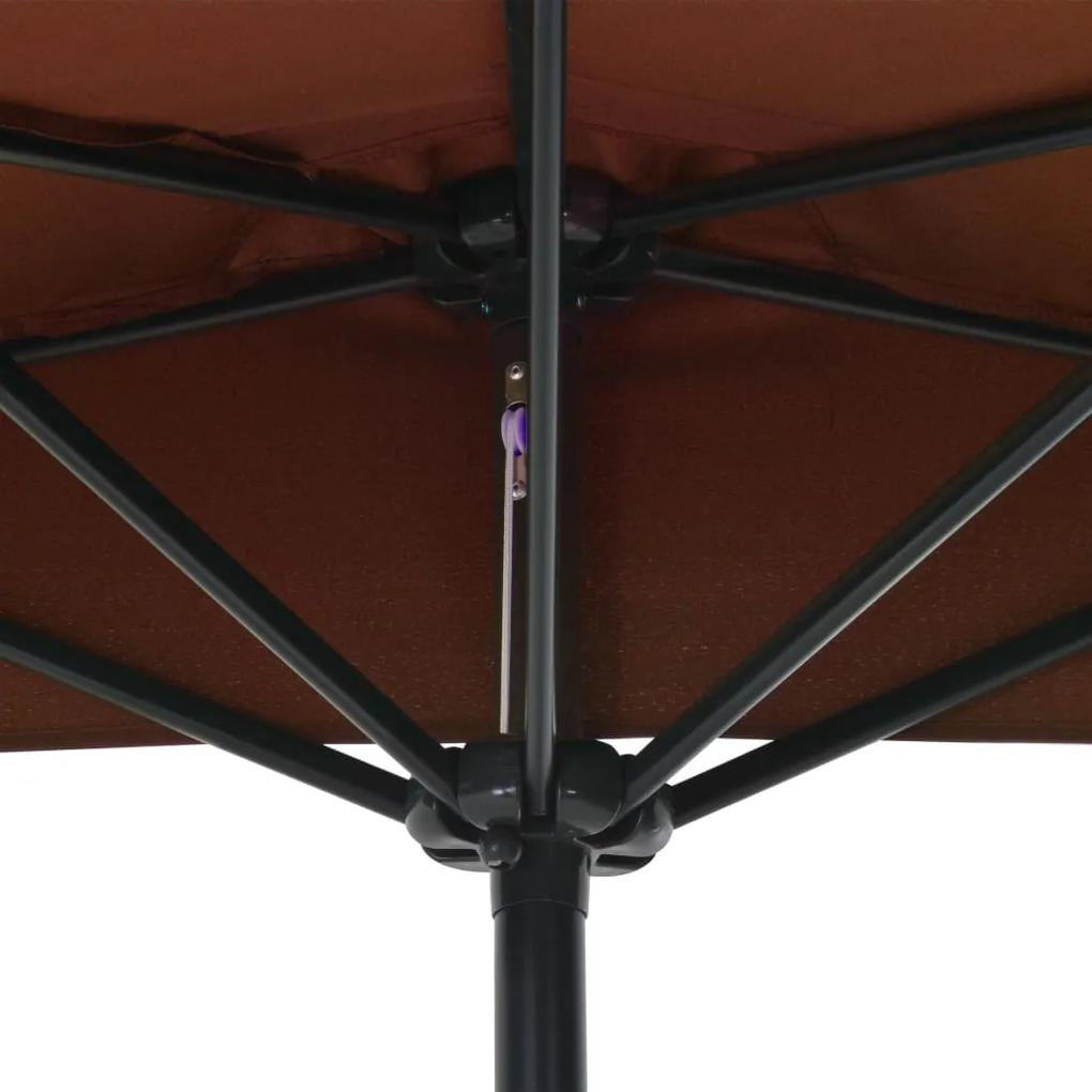 Slunečník na balkon hliníková tyč cihlový 270x144x222cm půlkruh,  312499
