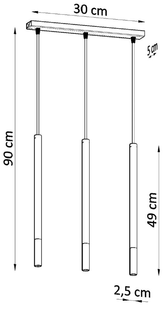 Závěsné svítidlo Mozaica, 3x černé kovové stínítko, c