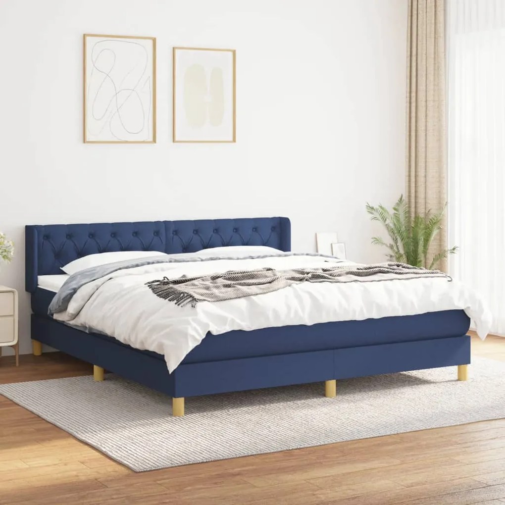 Box spring postel s matrací modrá 160x200 cm textil 3130527