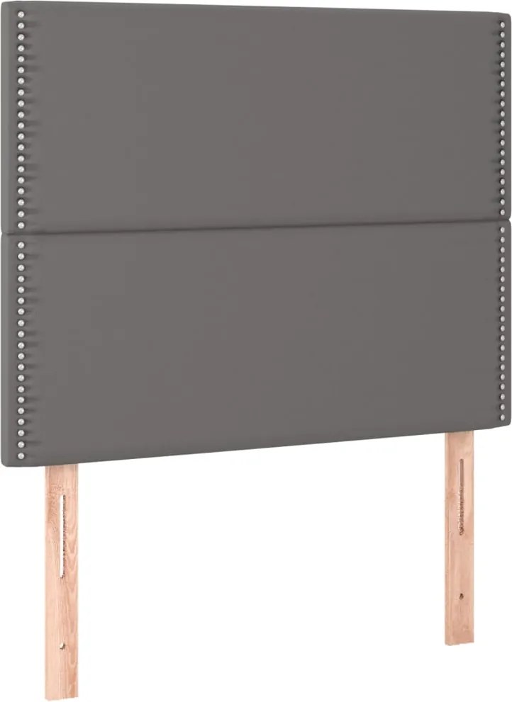 Box spring postel s matrací a LED šedá 100x200 cm umělá kůže 3135871